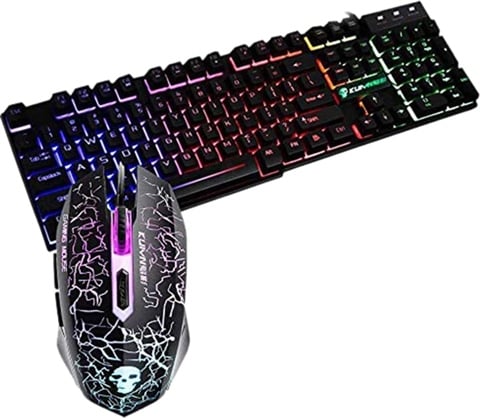 Kuiyn T6 Rainbow Backlight USB Ergonomic Gaming Keyboard + Mouse, C ...