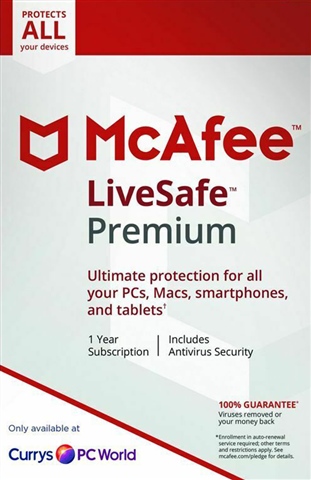 Mcafee Livesafe Premium 1 Year (S) - CeX (UK): - Buy, Sell, Donate