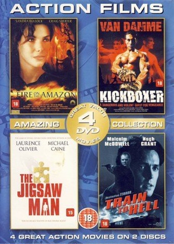 Action Films - 4 Films (Kickboxer, Fire on the Amazon, Train to Hell ...