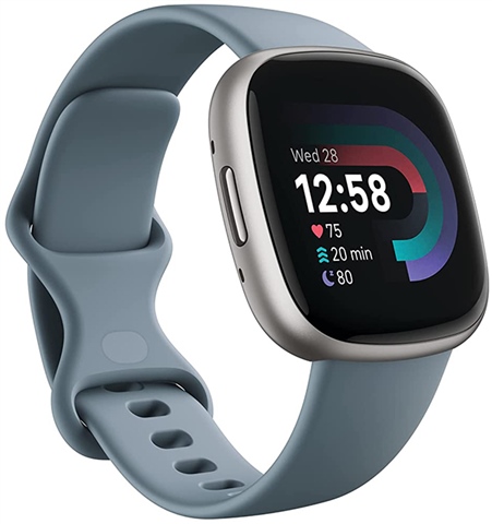 Fitbit Versa 4 Fitness Smartwatch - Waterfall Blue/Platinum, B - CeX ...