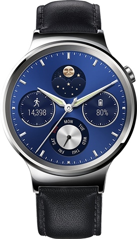 Huawei W1 Classic Smartwatch - Stainless Steel/Black Leather Strap, A ...